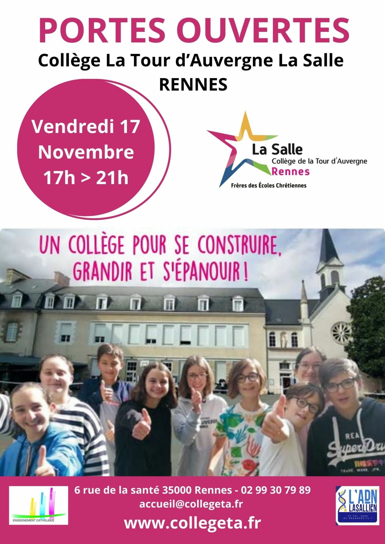Portes ouvertes le 17 novembre 2023 - Collège Tour d’Auvergne